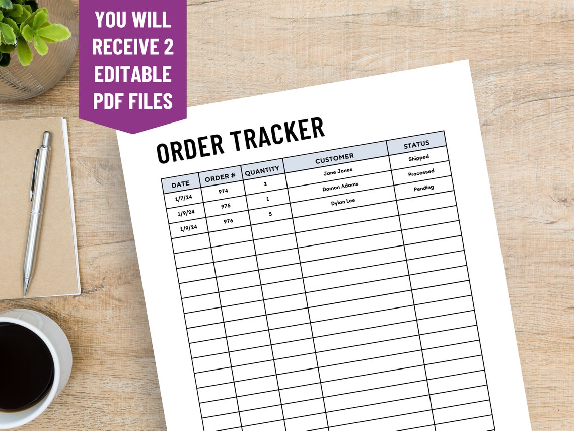 Order Tracker Template; Editable Order Tracker; Order Status Tracker ...