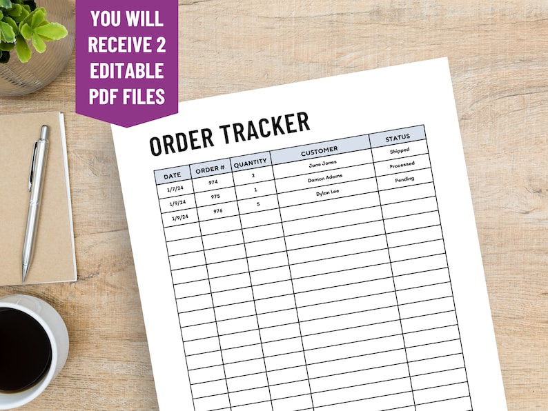Order Tracker Template; Editable Order Tracker; Order Status Tracker ...