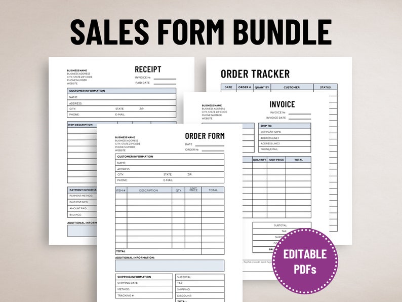 Order Form; Sales Form Template; Fillable Invoice; Order Tracker ...