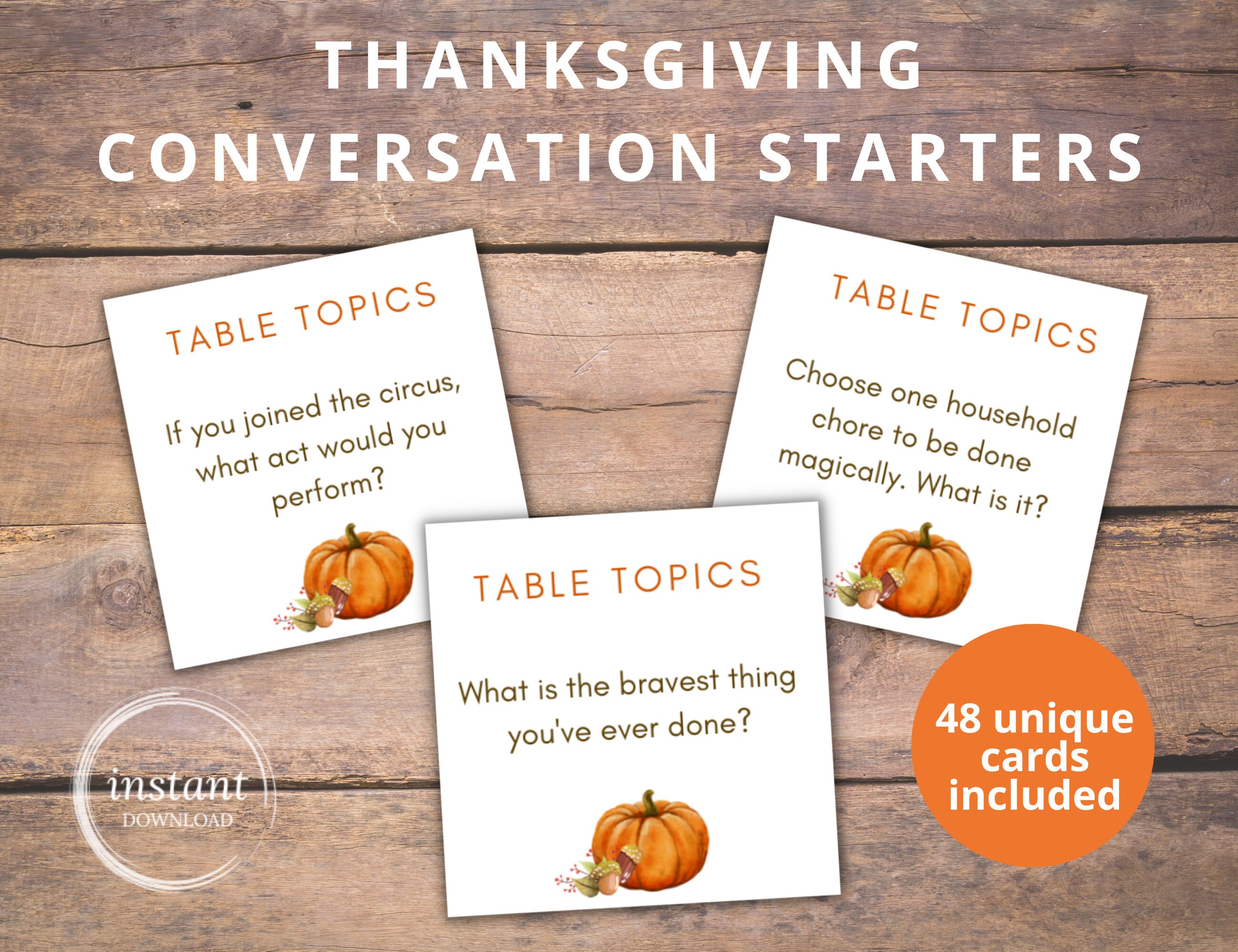 Dinner Table Conversation Starter Cards printable - Etsy