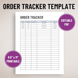 Order Tracker Template; Editable Order Tracker; Order Status Tracker ...