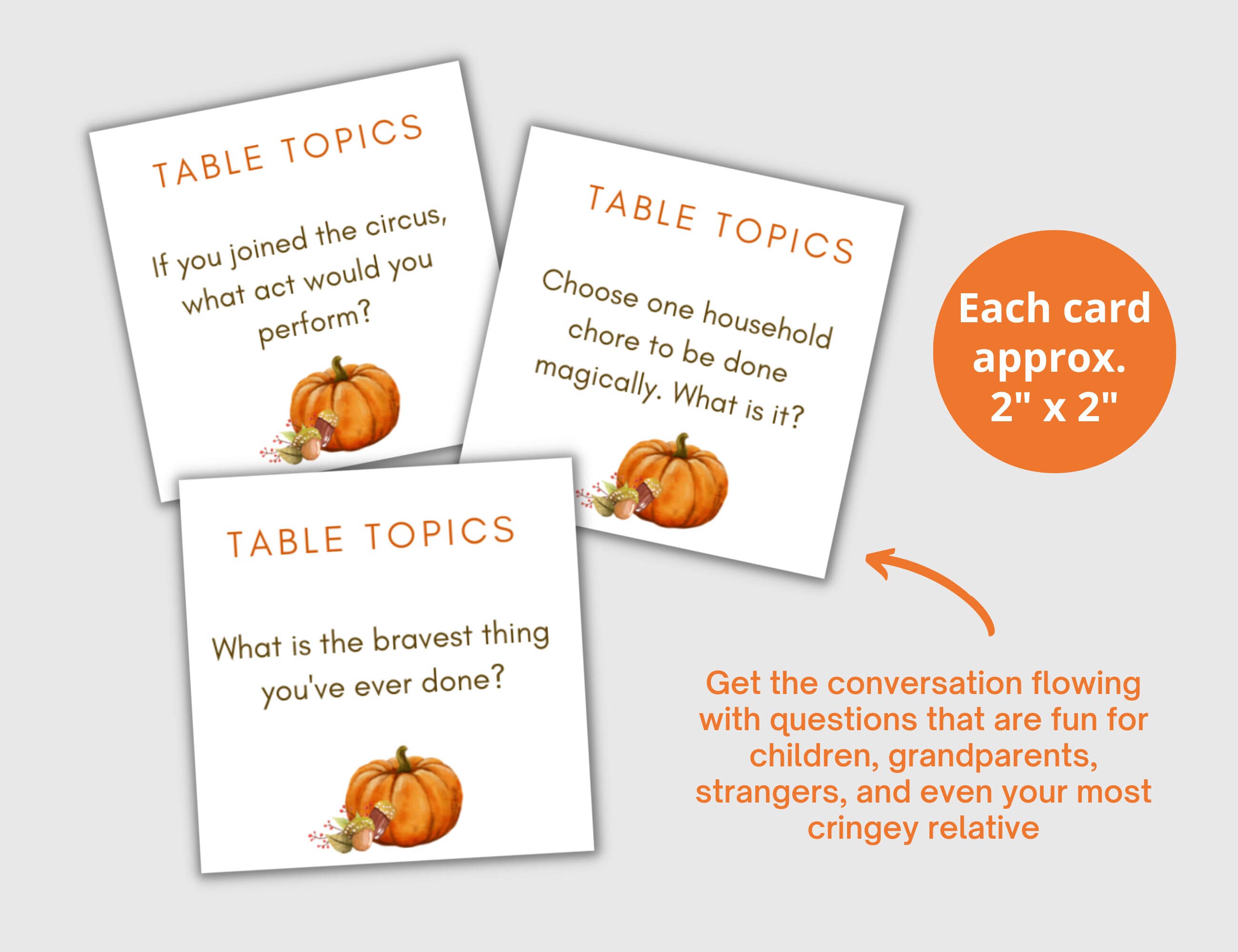 Dinner Table Conversation Starter Cards (printable) - Etsy