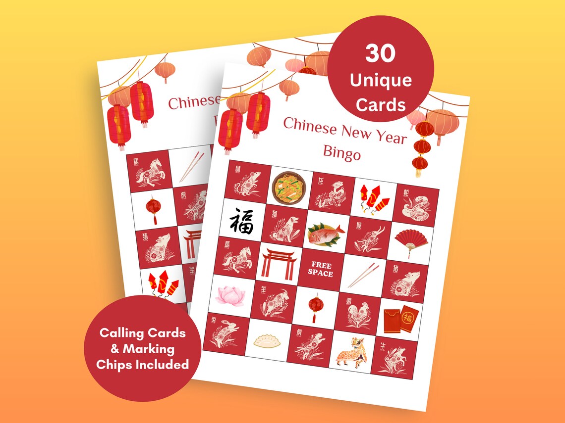 Chinese New Year Bingo Game; Lunar New Year Party Game; Chinese Zodiac ...