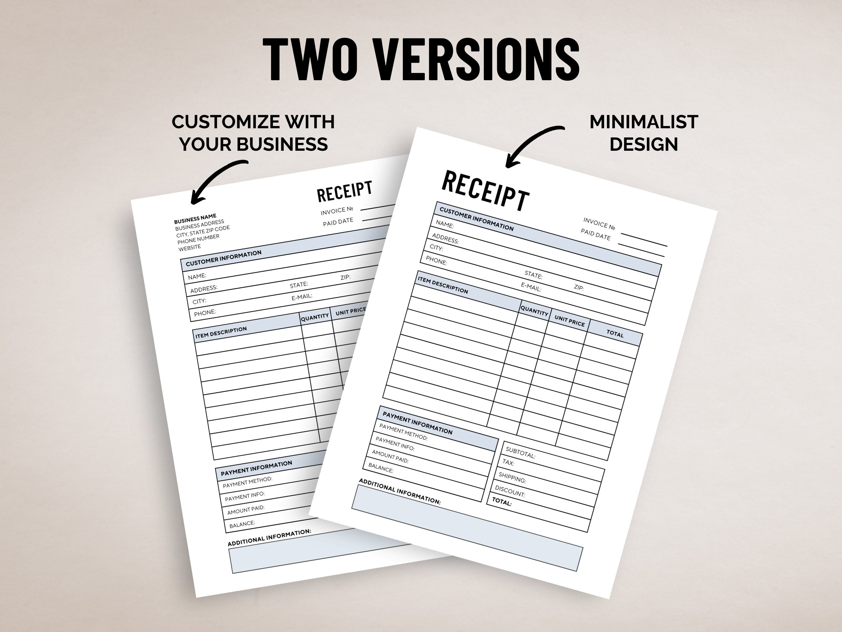 Sales Receipt Template; Editable Sales Receipt; Sales Receipt Printable ...