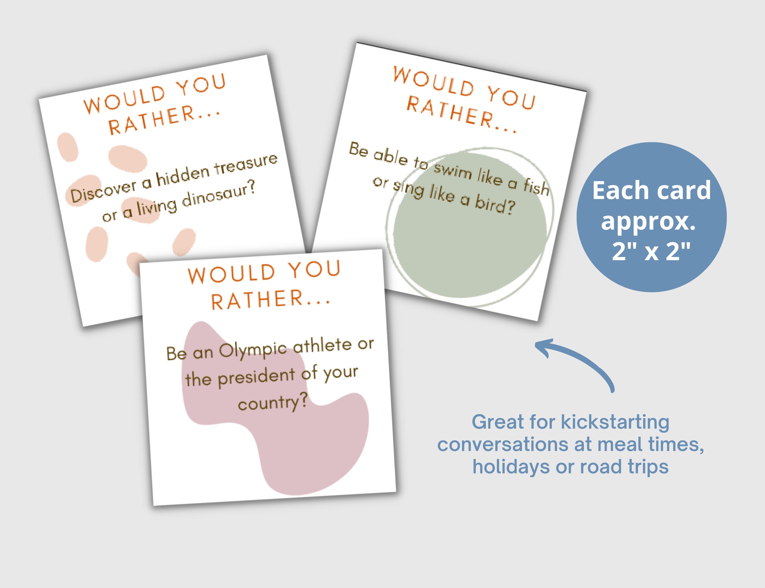Would You Rather Conversation Starter Cards (printable) - Etsy