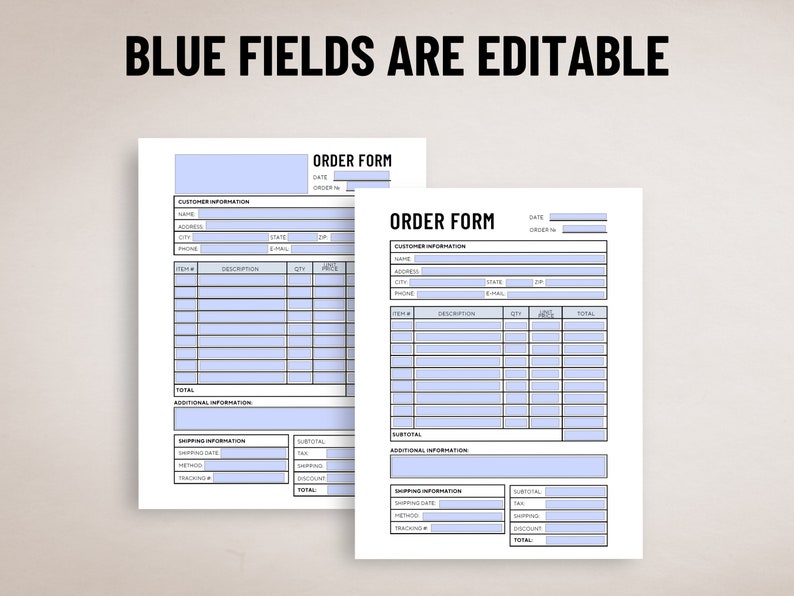 Order Form Template; Editable Order Form; Order Form Printable ...