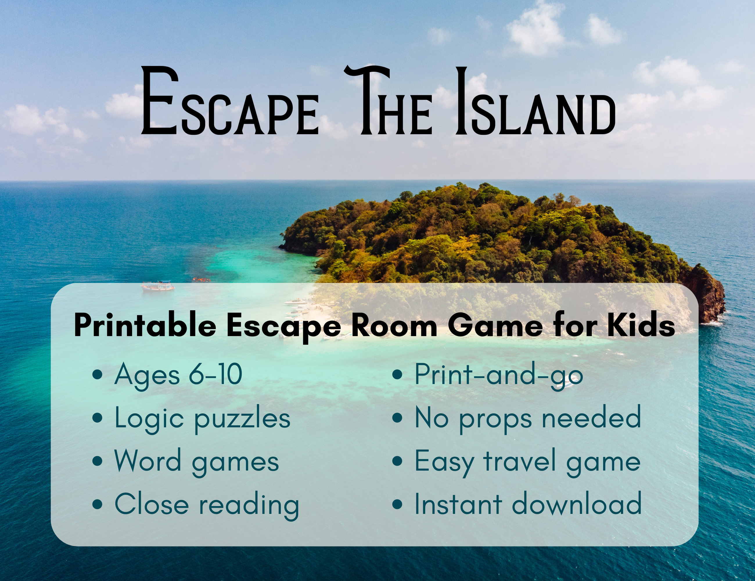 Island Escape Room Printable Game Kit for Kids; All Printable, No Props ...