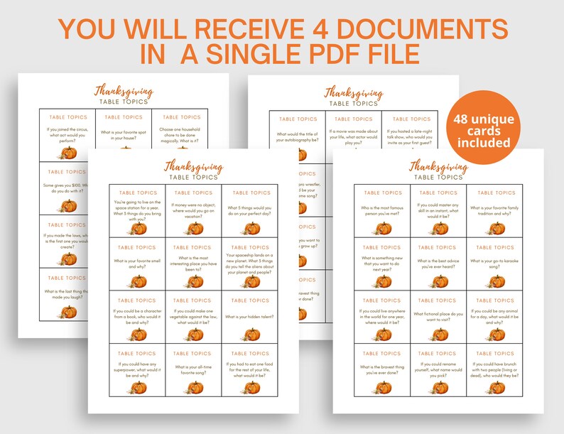 Dinner Table Conversation Starter Cards (printable) - Etsy