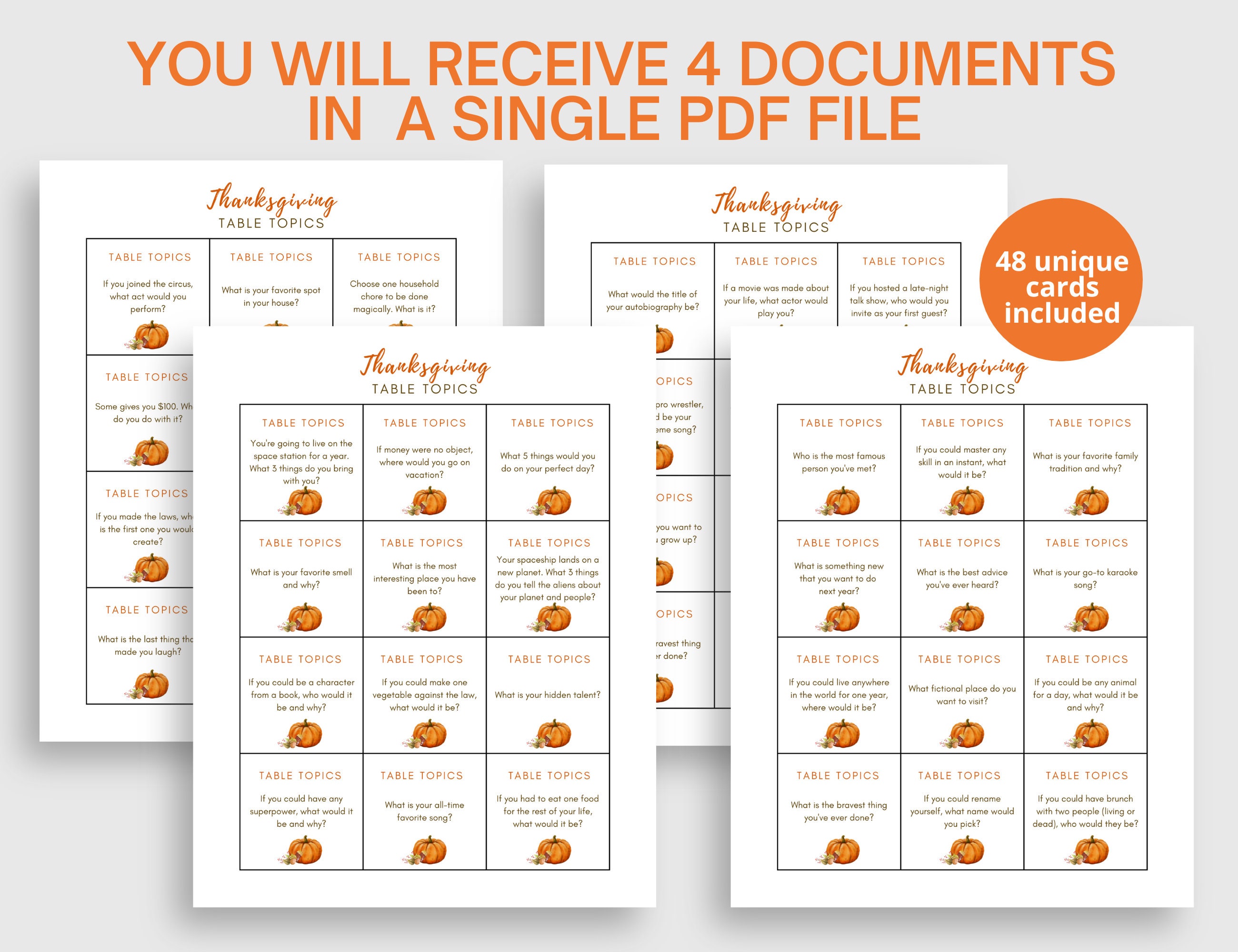 Dinner Table Conversation Starter Cards (printable) - Etsy