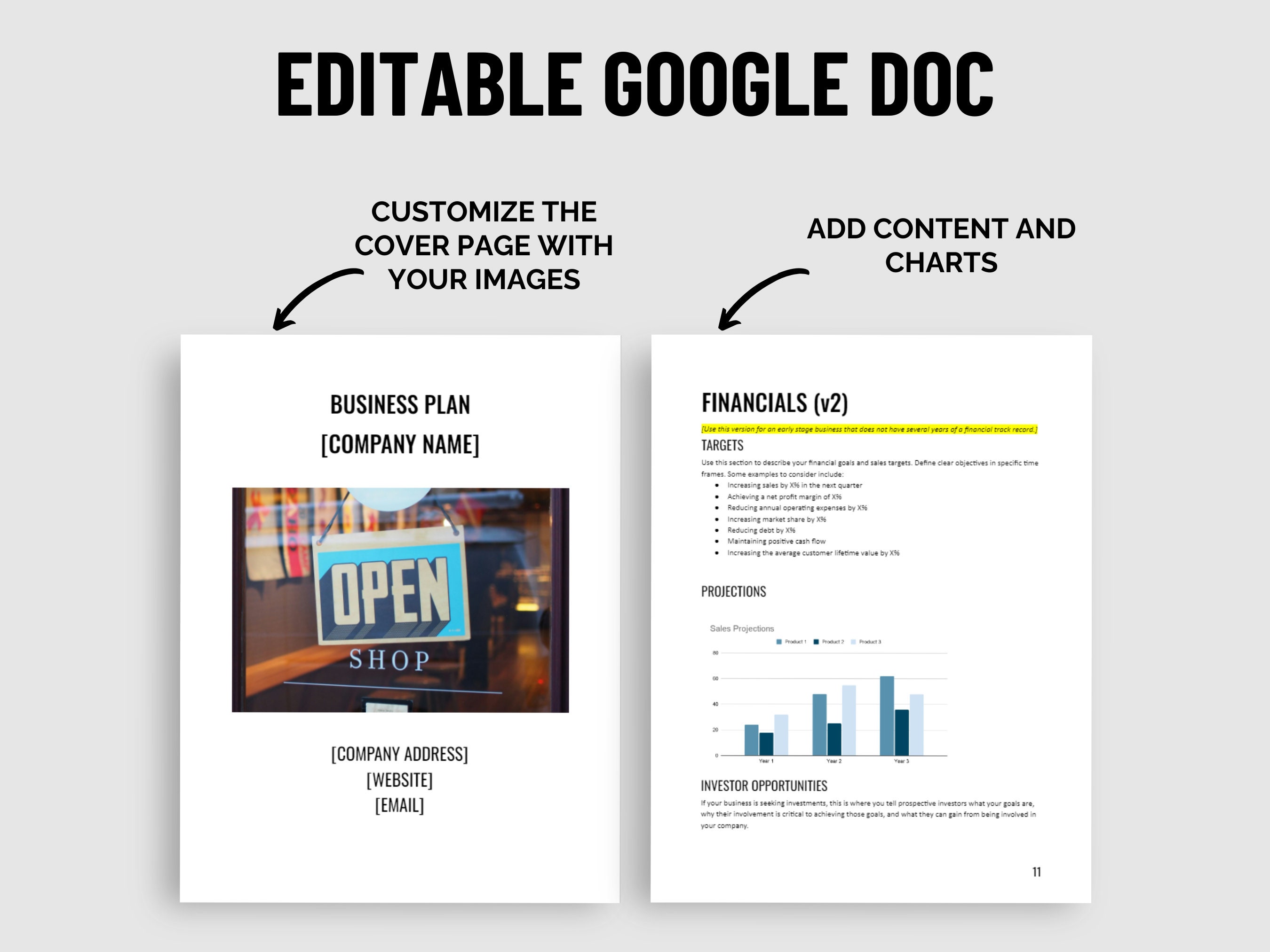 Editable Business Plan Template; Small Business Plan in Google Docs ...