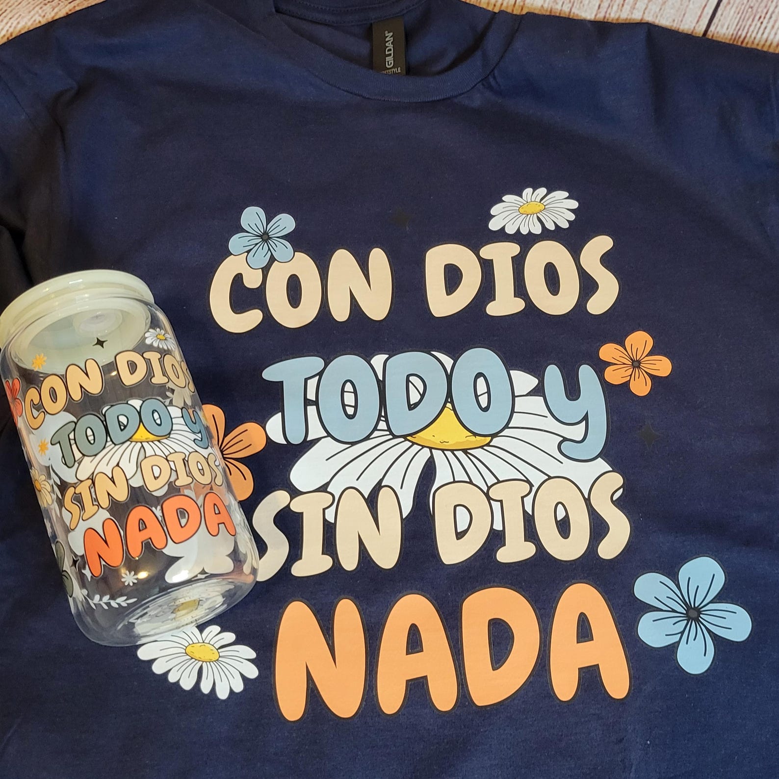 Con Dios Todo Sin Dios Nada Set T-shirt Y Vaso - Etsy