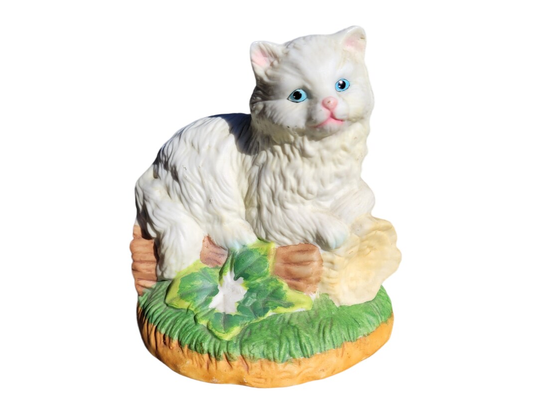 Vintage White Cat Ceramic Statue Figurine - Etsy