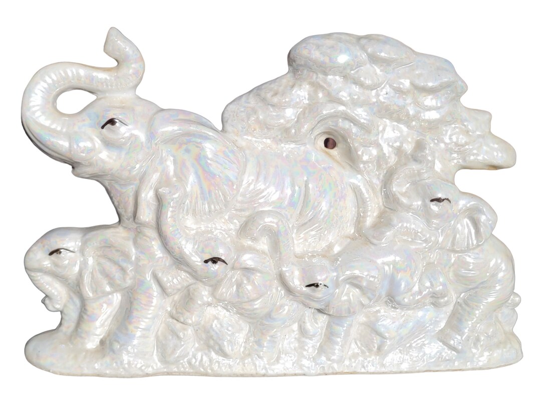 Adorable Small White Elephant Family Figurine - Etsy