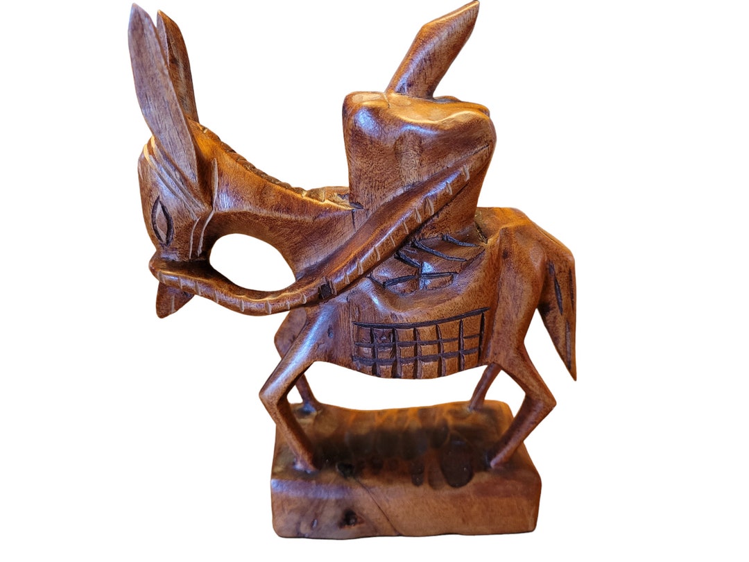 Carved Wood Donkey Figurine - Etsy