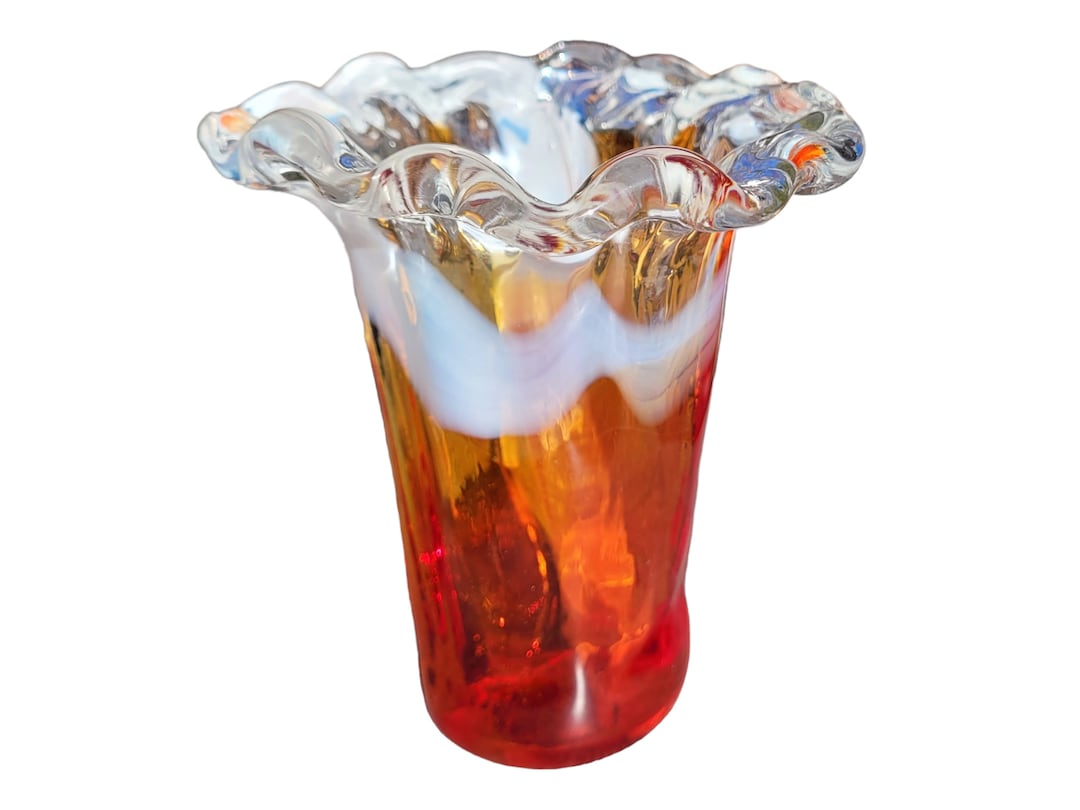 Beautiful Handblown Orange Glass Vase - Etsy