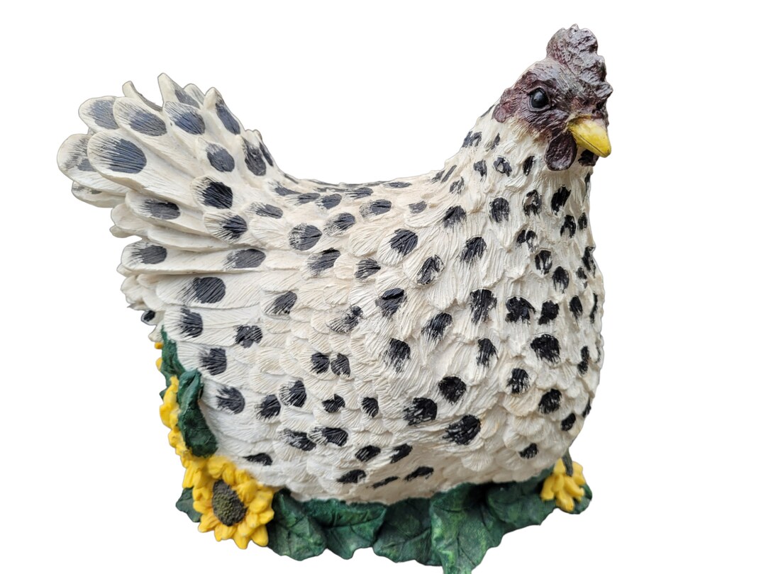 White With Black Dots 11" Resin Chicken Hen Figurine Rooster - Etsy