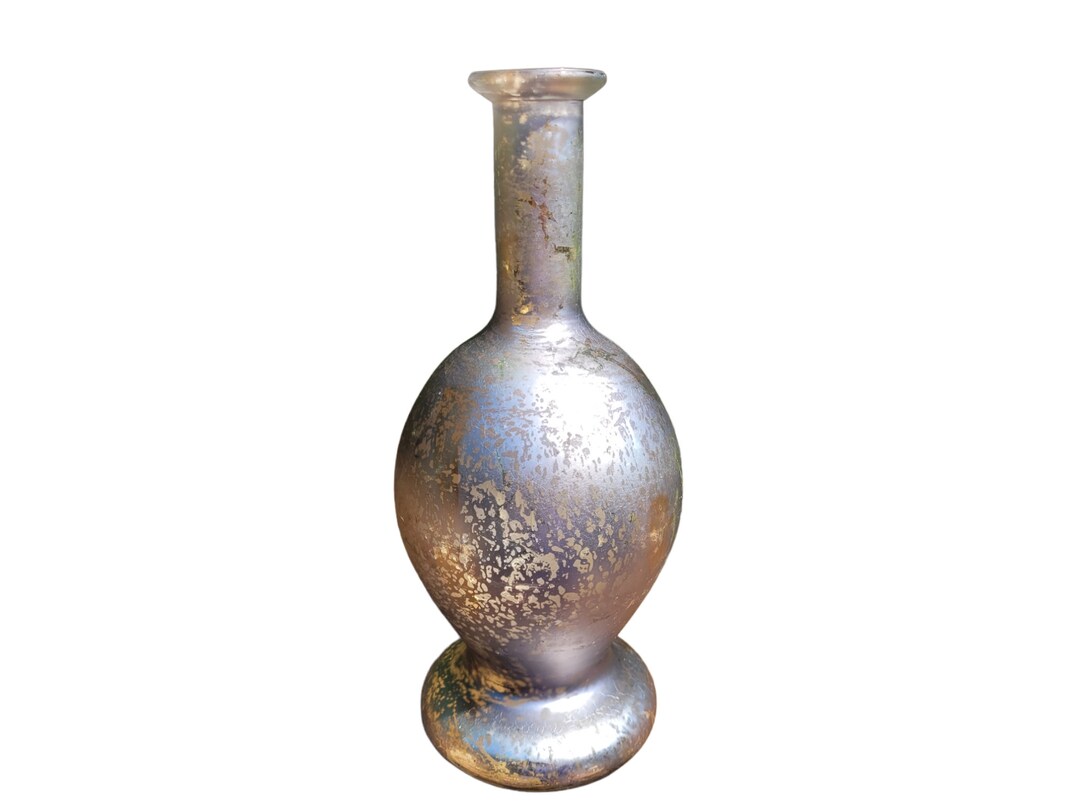 Silver Glass 12" Vase - Etsy