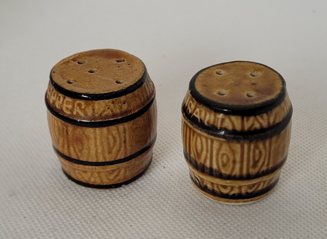Tiny Ceramic Barrel Ceramic Salt and Pepper Shakers - Etsy