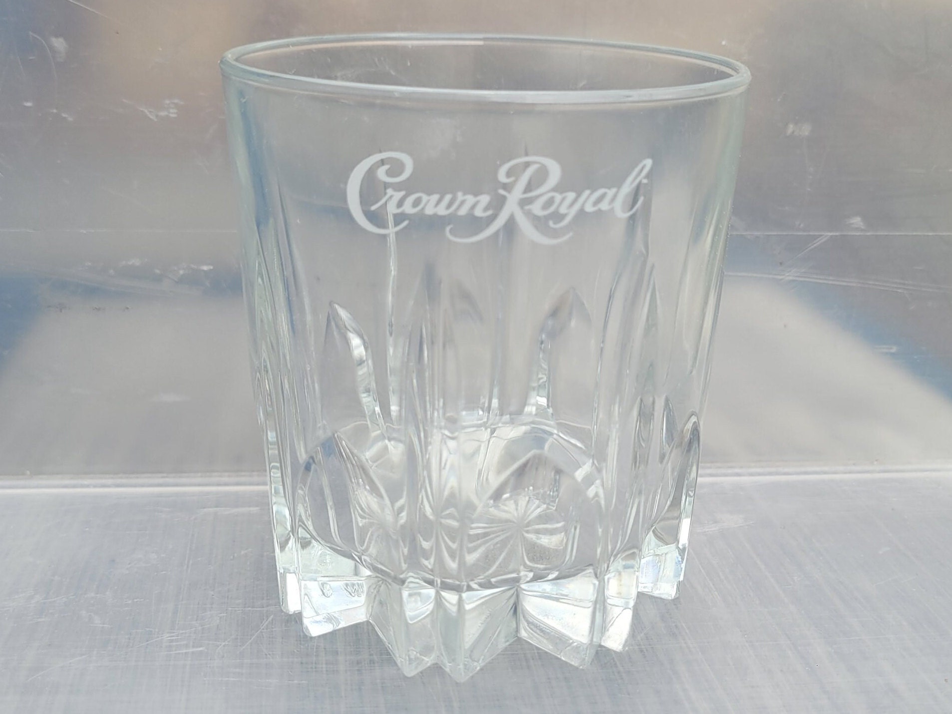 Crown Royal Whiskey Crystal Cut Starburst Lowball Rocks Glass Tumbler ...