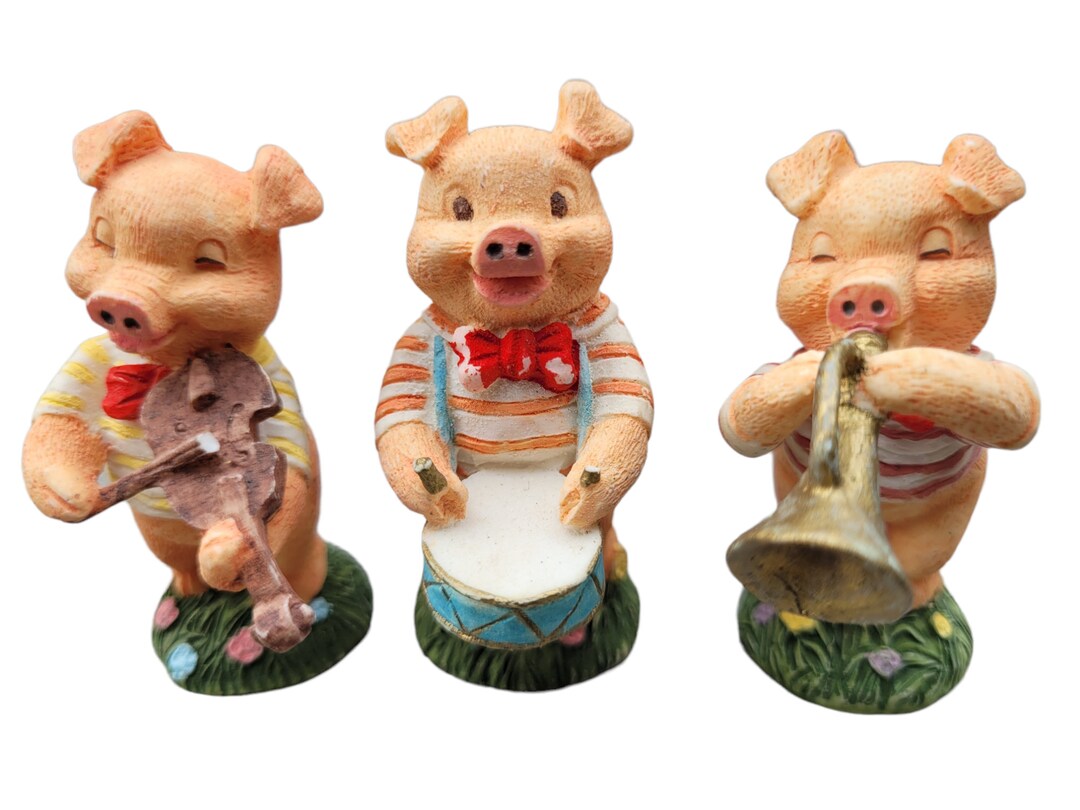 Three Musical Pigs 2" Resin Figurines Violin Drums Horn - Etsy