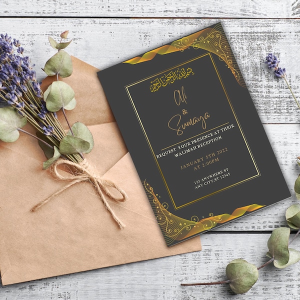 Islamic Walima Invitation Card - Etsy