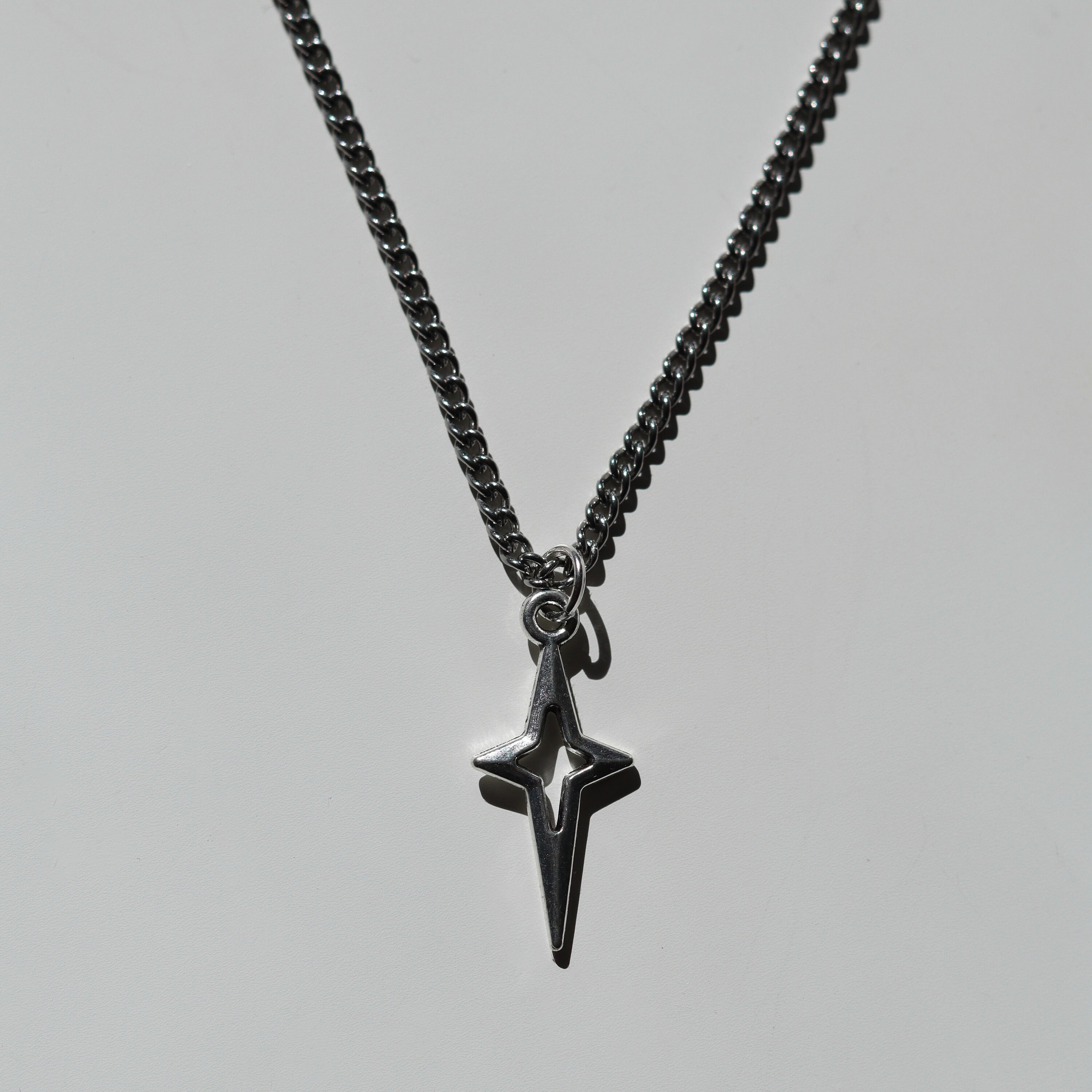 Silver Cyber Y2k Star Charm Earrings and Curb Chain Necklace - Etsy