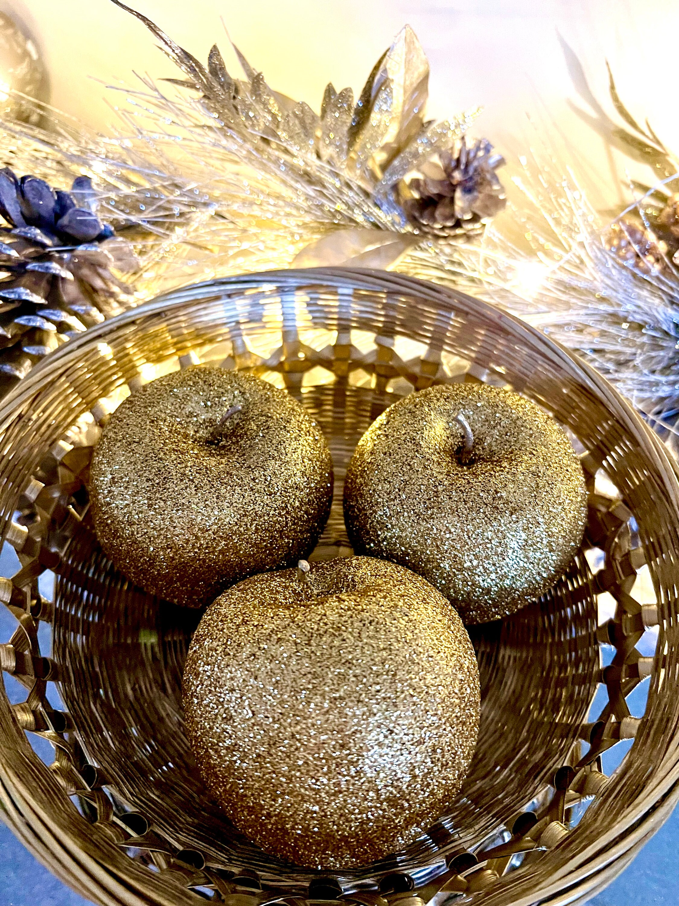 Gold Glitter Apples Golden Glitter Apples in a Gold Basket - Etsy