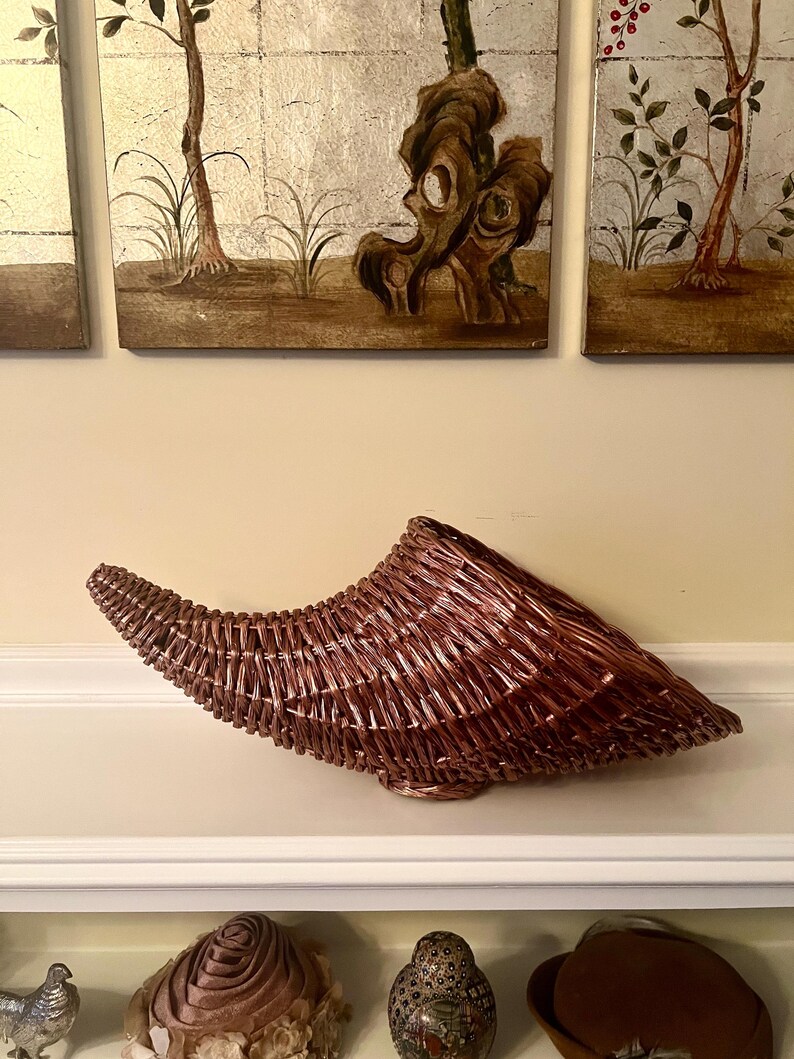 Bronze Extra Large Wicker Cornucopia 22 Inches Long Luxury Thanksgiving ...