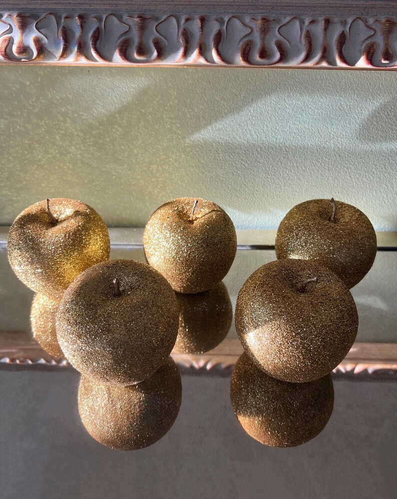 Handmade Gold Glitter Apples: Sparkly Table Decor, Set of 5 - Etsy