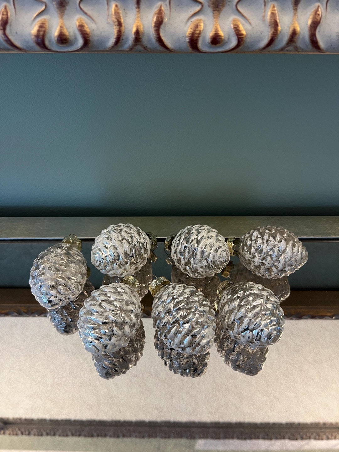Mercury Silver Glass Pine Cone Ornaments - Set of 7 - Etsy