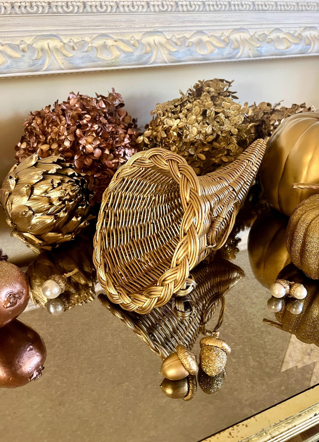 Gold Wicker Cornucopia Small 10 Inches Long - Etsy