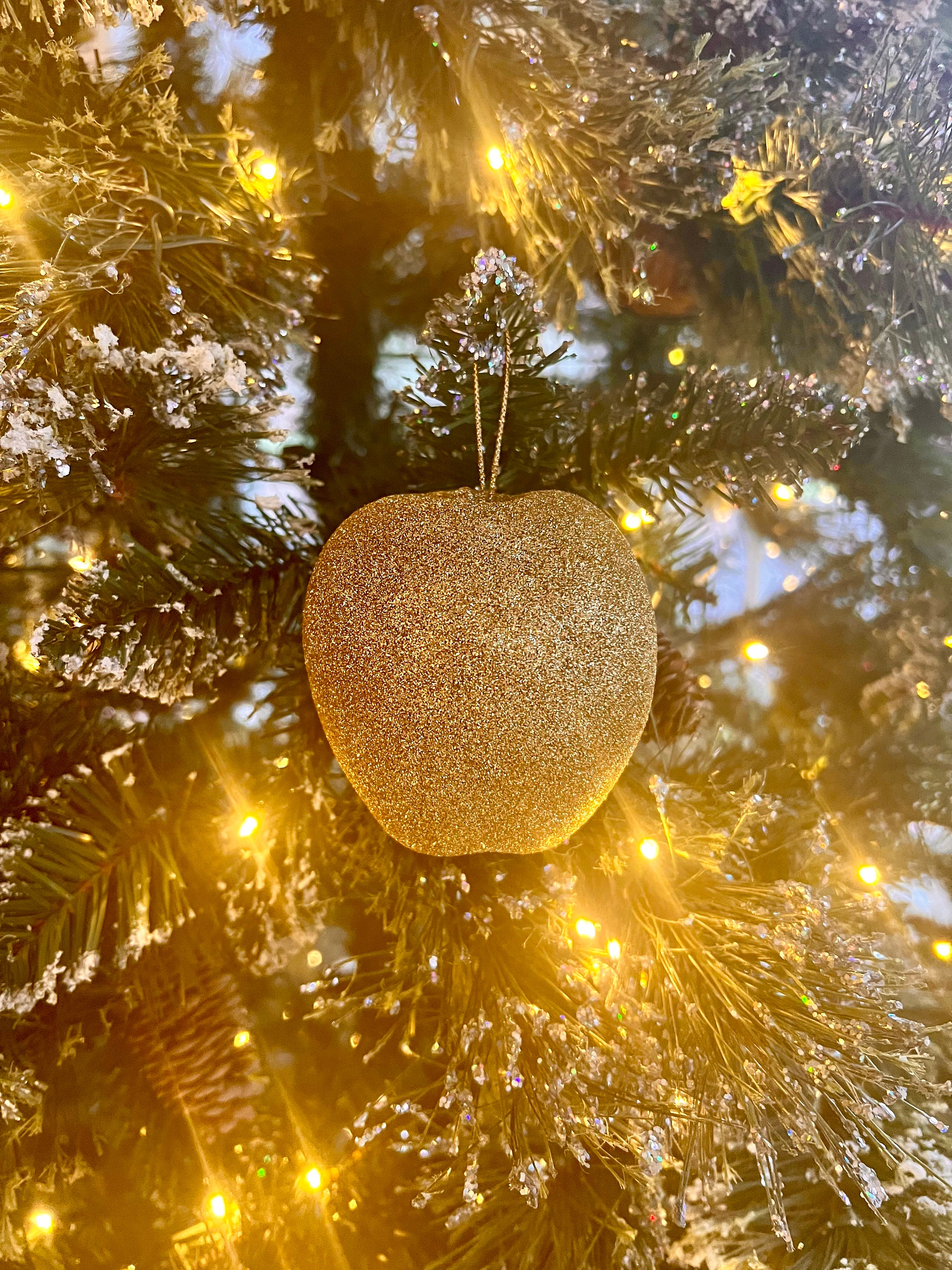 Antique Gold Glitter Apples Ornaments With Strings - Etsy