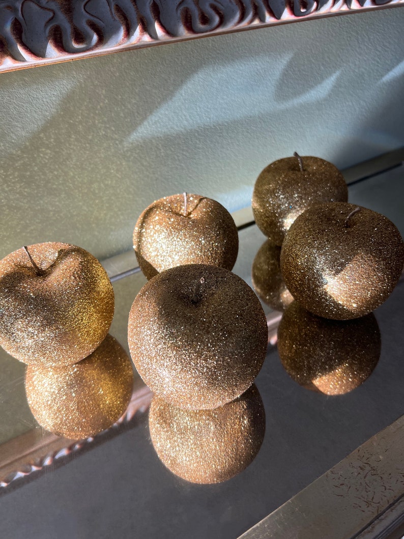 Handmade Gold Glitter Apples: Sparkly Table Decor, Set of 5 - Etsy