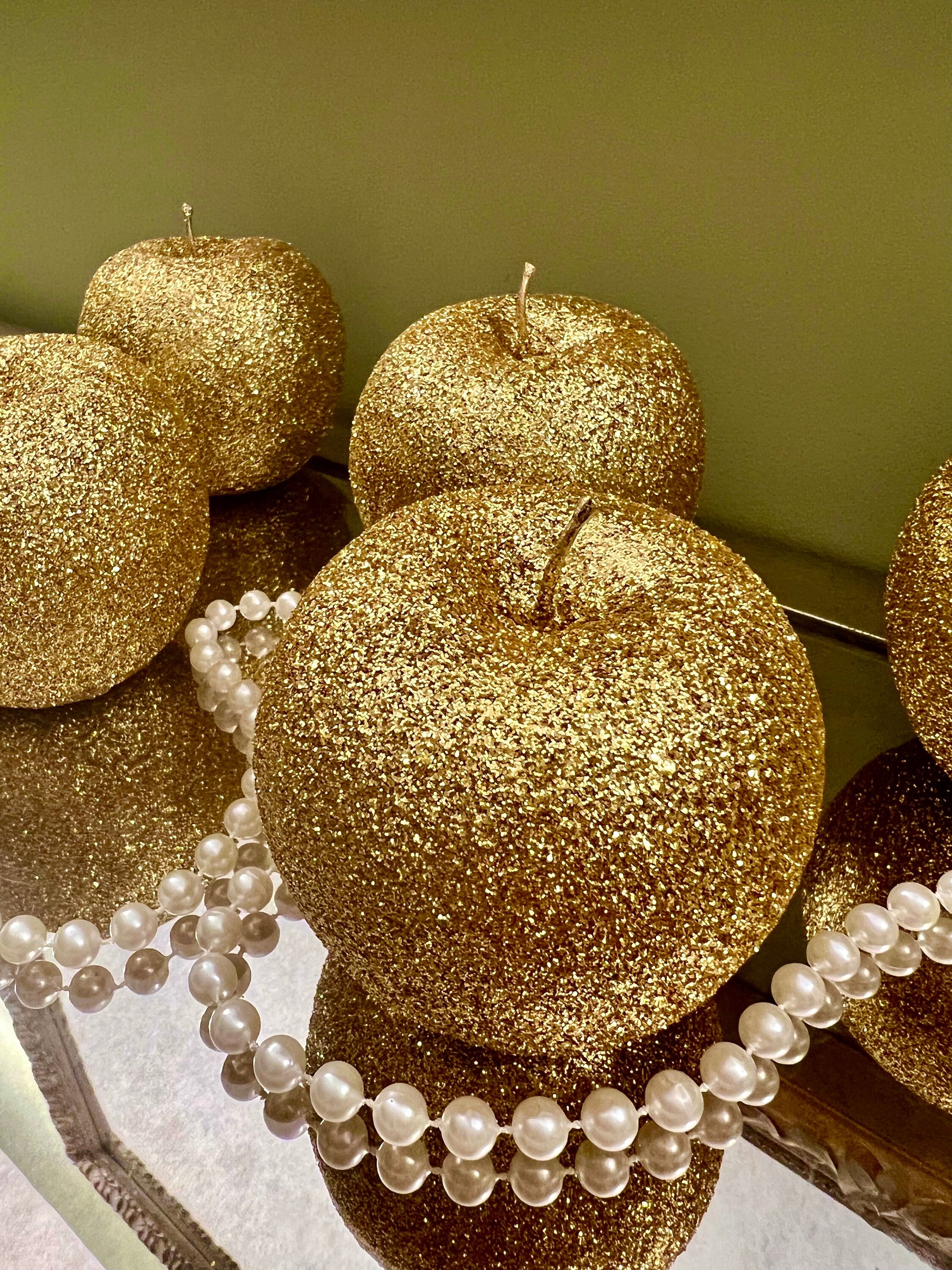 Handmade Gold Glitter Apples: Sparkly Table Decor, Set of 5 - Etsy