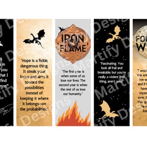 Fourth Wing Bookmarks: Iron Flame Inspired, Dragon Art (digital ...
