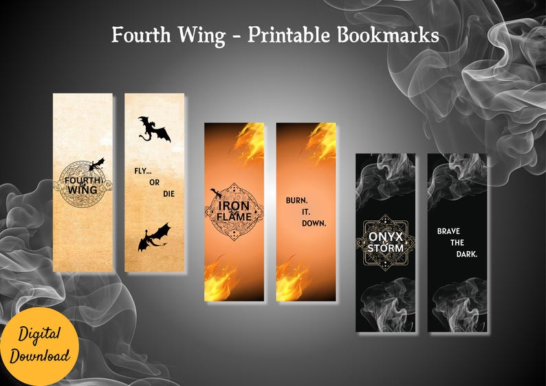 Fourth Wing Bookmarks: Dragon Rider Fantasy Art (digital Download) - Etsy
