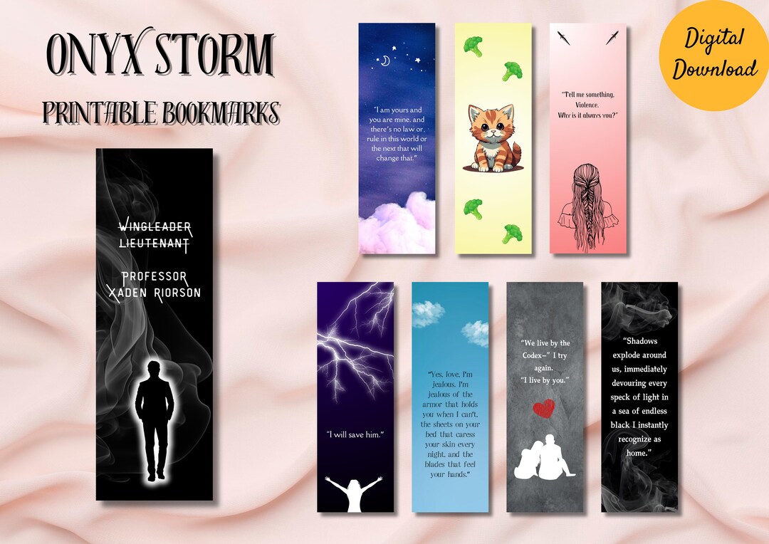 8 Printable Bookmarks Inspired by Onyx Storm by Rebecca Yarros ...