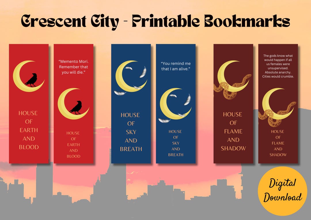 Crescent City Bookmarks: Sarah J. Maas Inspired (digital Download) - Etsy