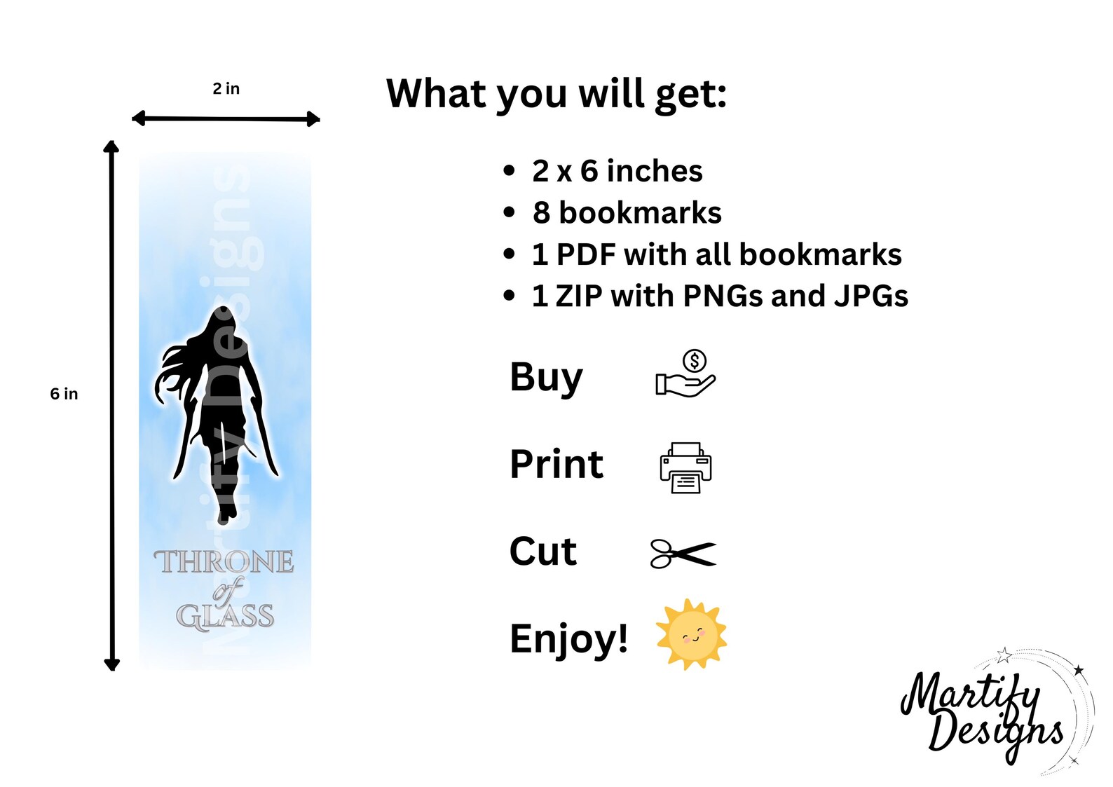 Printable Bookmarks Inspired by the Throne of Glass Series by Sarah J ...