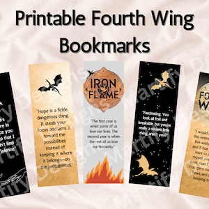 Fourth Wing Bookmarks: Iron Flame Inspired, Dragon Art (digital ...