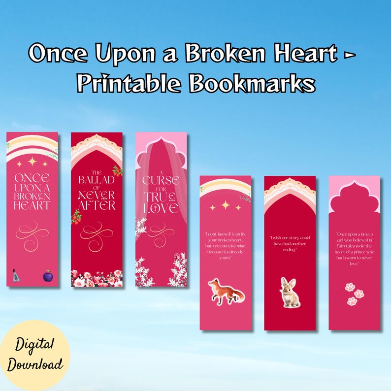 Printable Bookmarks Inspired by Once Upon a Broken Heart by Stephanie ...
