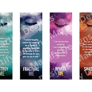 11 Printable Bookmarks Inspired by the Shatter Me Series by - Etsy UK