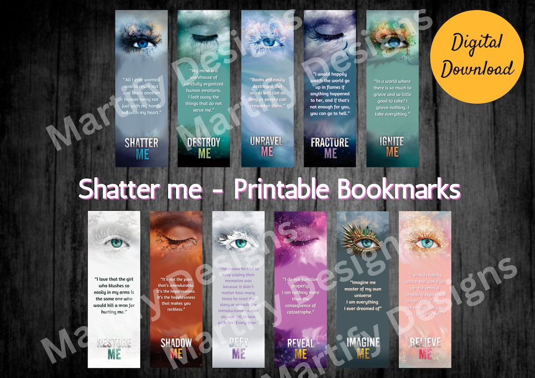 11 Printable Bookmarks Inspired by the Shatter Me Series by - Etsy UK