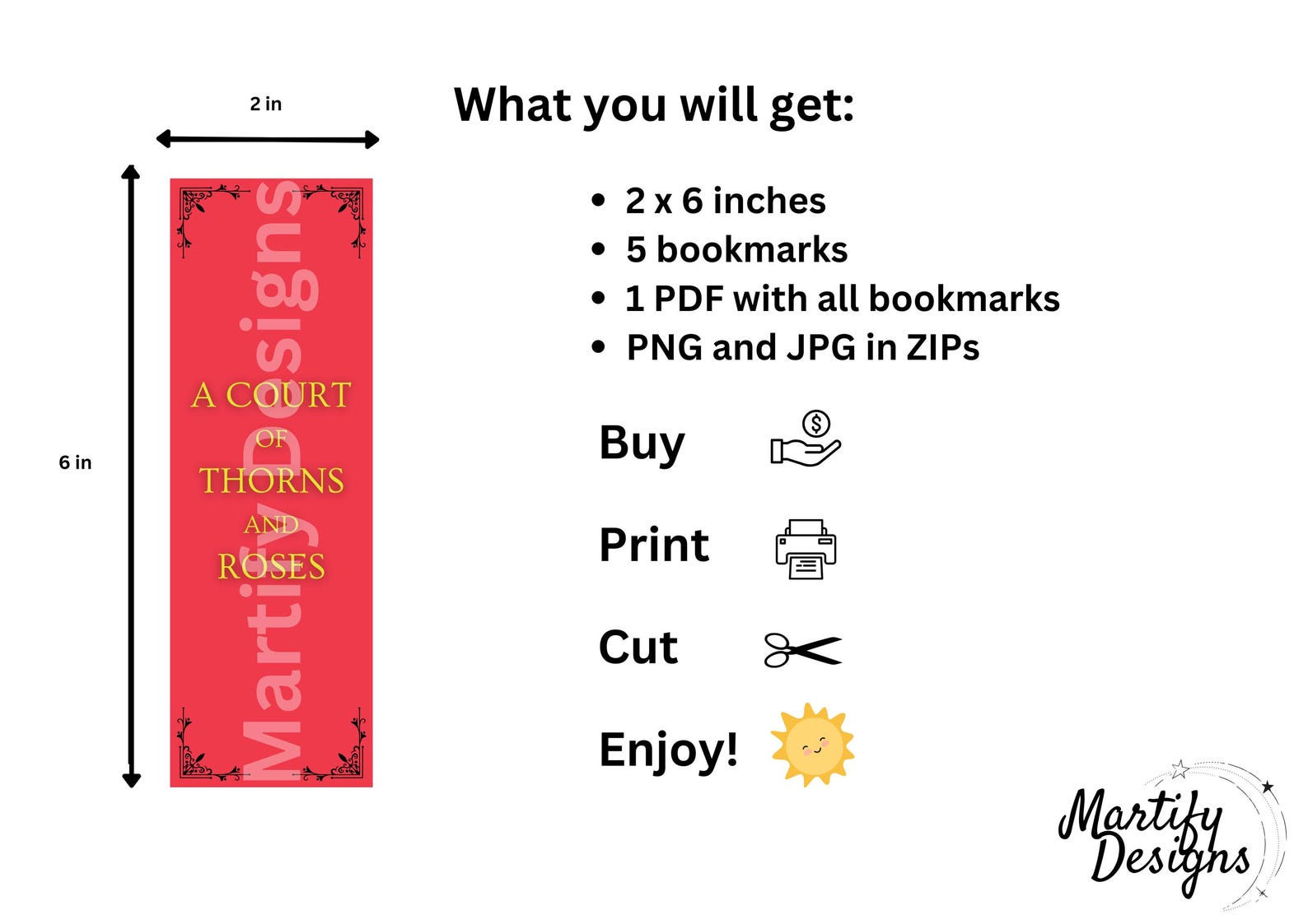 Printable Bookmarks Inspired by the Court of Thornes and Roses Series ...