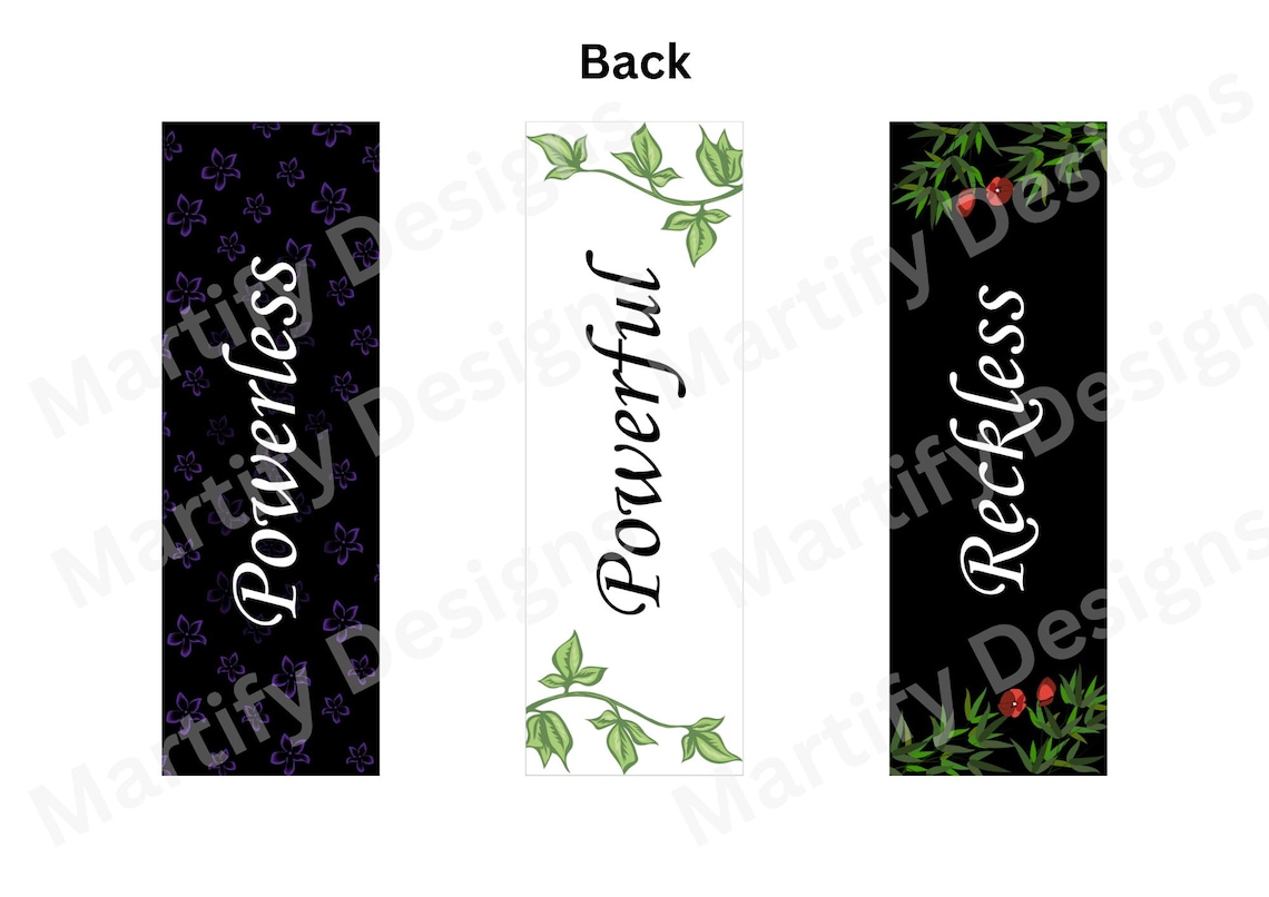Printable Bookmarks Inspired by the Powerless Trilogy by Lauren Roberts ...