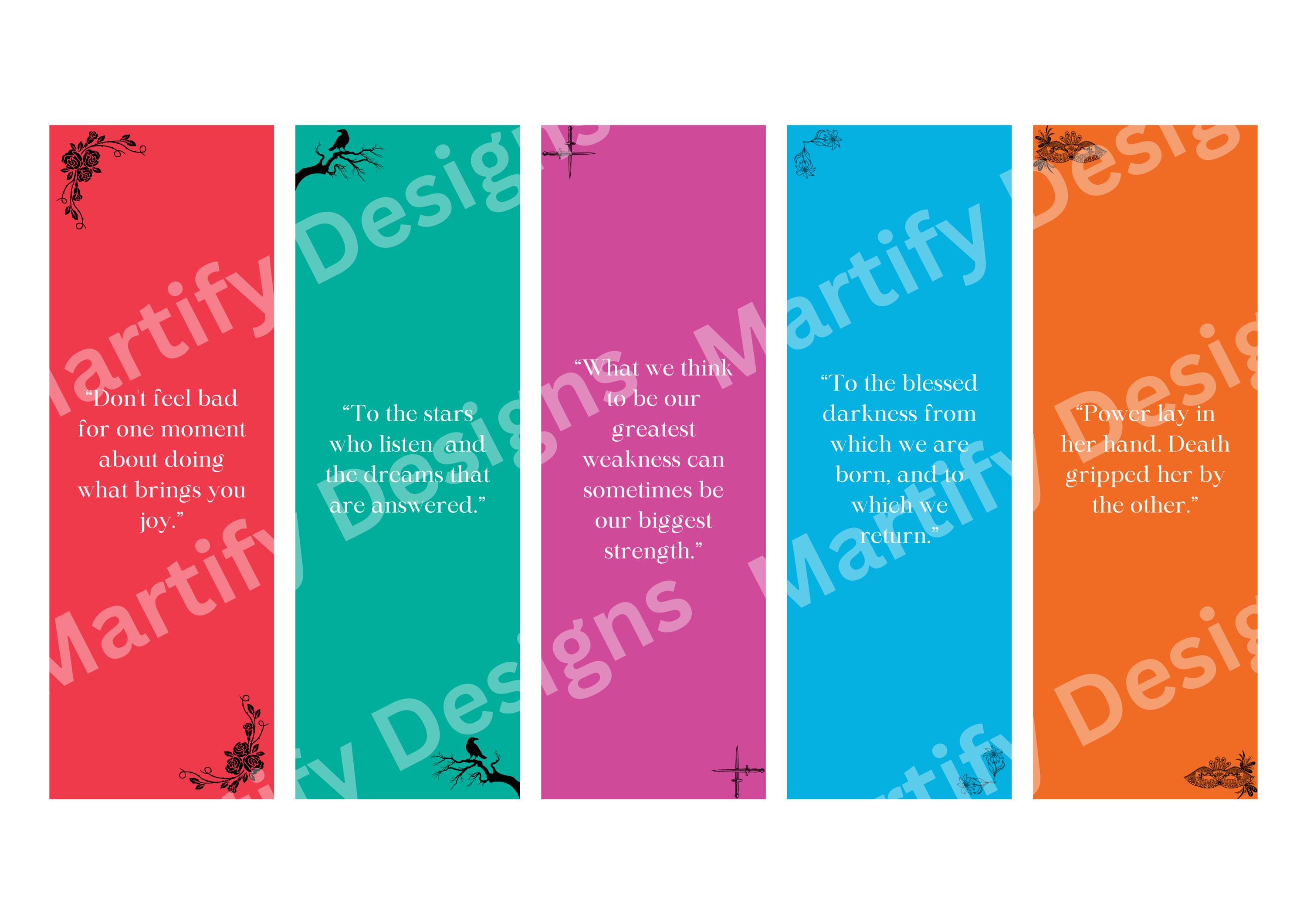 Printable Bookmarks Inspired by the Court of Thornes and Roses Series ...