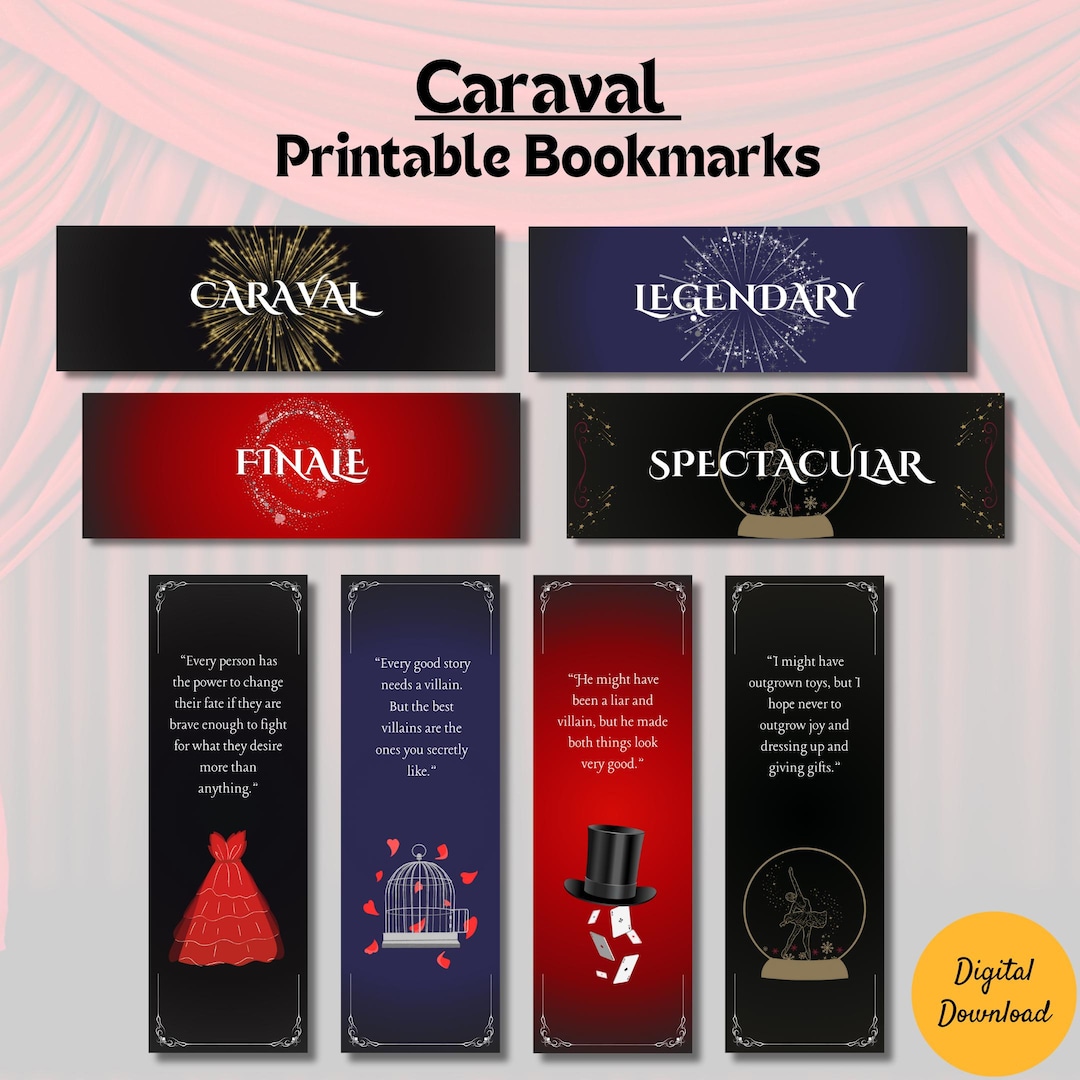 Printable Bookmarks Inspired by the Caraval Series by Stephanie Garber ...