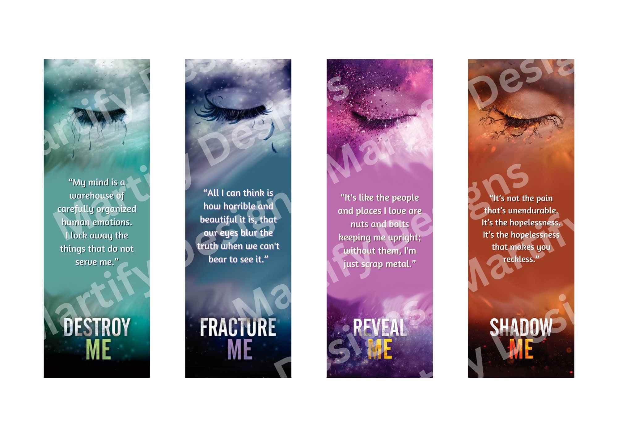 Shatter Me Series Bookmarks: Printable Booktok Inspired (digital ...