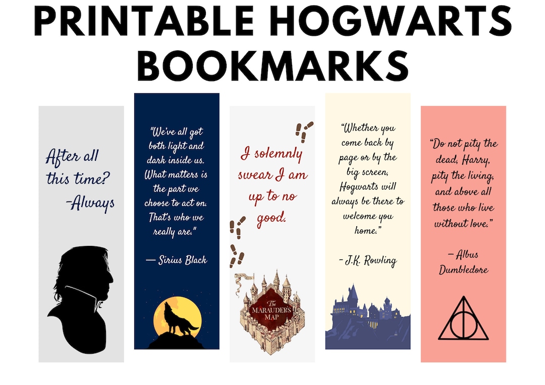 Printable Hogwarts Bookmarks - Etsy