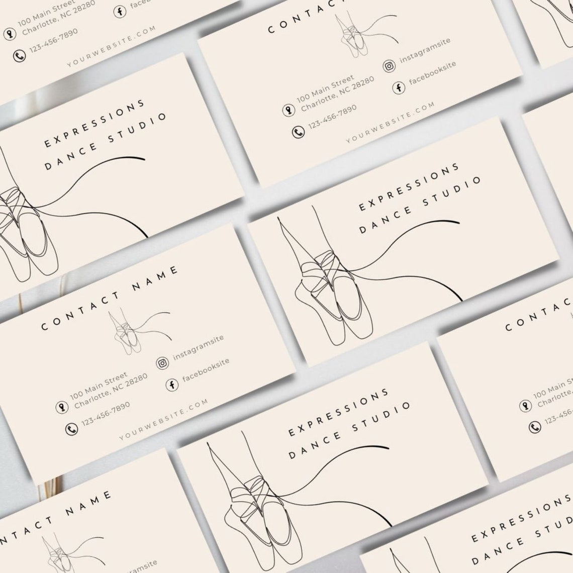 Ballet Studio Business Card Ballerina Card Dance Studio - Etsy